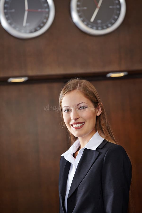 Smiling Receptionist at Hotel Stock Image - Image of caucasian, helpful ...