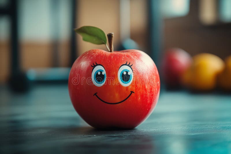Smiling Red Apple with a Smiley Face Stock Image - Image of healthy ...
