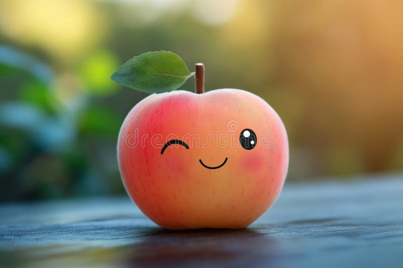 Smiling Red Apple with a Smiley Face Stock Photo - Image of bright ...