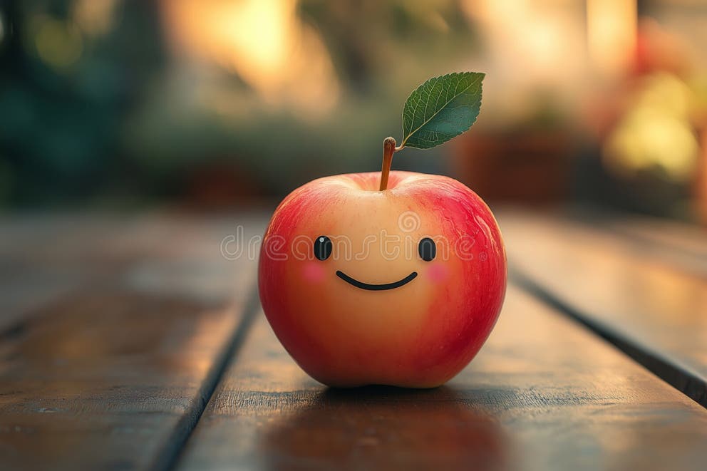 Smiling Red Apple with a Smiley Face Stock Photo - Image of optimistic ...