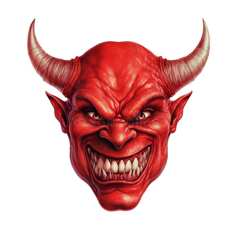 Smiling Red Devil Face Isolated on White Background. Generative Ai ...