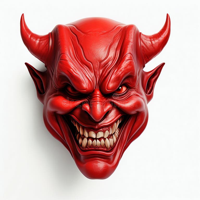 Smiling Red Devil Face Isolated on White Background. Generative Ai ...