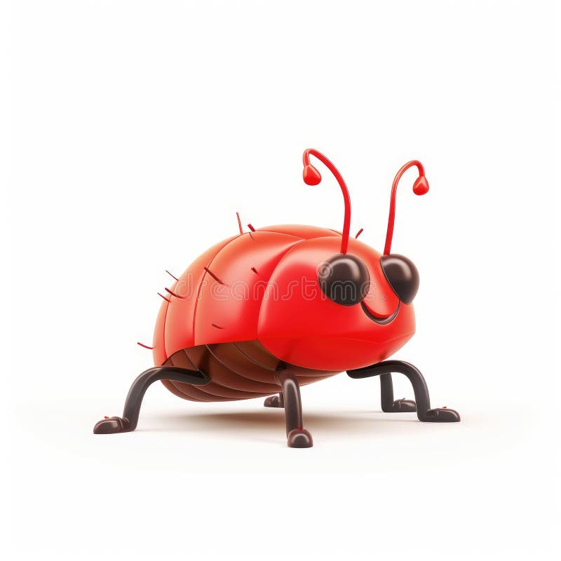 Cute Red Ladybug Cartoon Character, 3D Rendering Stock Illustration ...