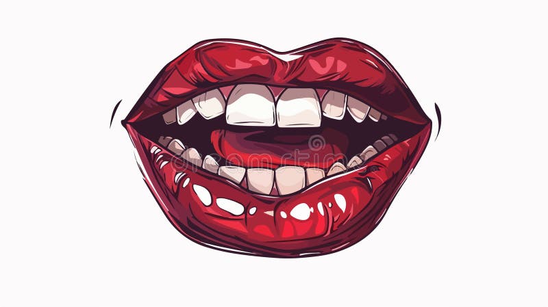 Smiling Red Lips with Teeth Comics Illustration Stock Illustration ...