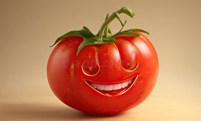 Smiling Red Tomato on a Light Background Stock Photo - Image of smile ...