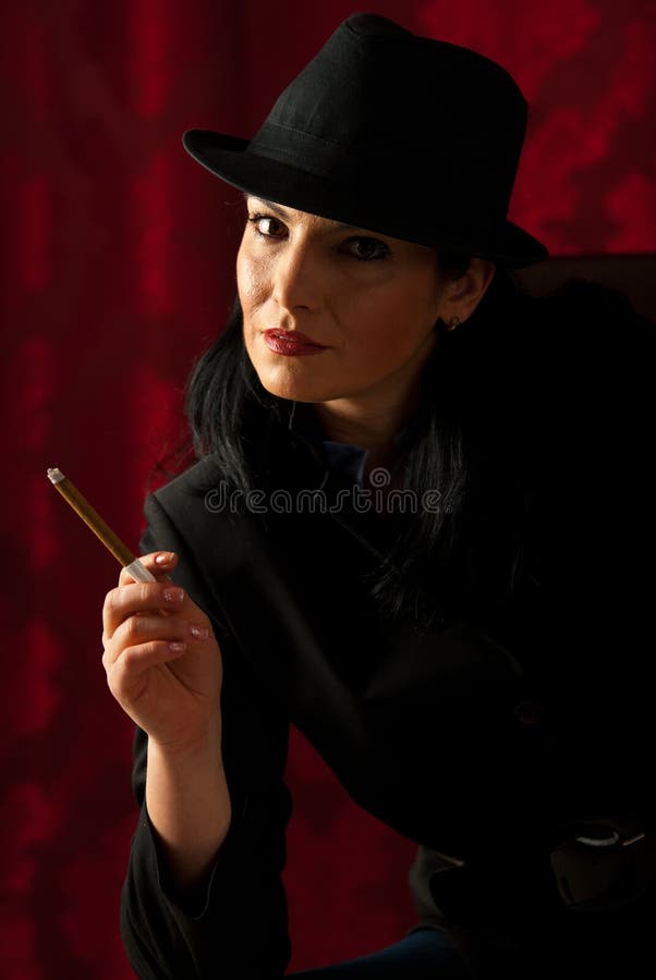 Smiling Retro Woman in Night Stock Image - Image of closeup, female ...