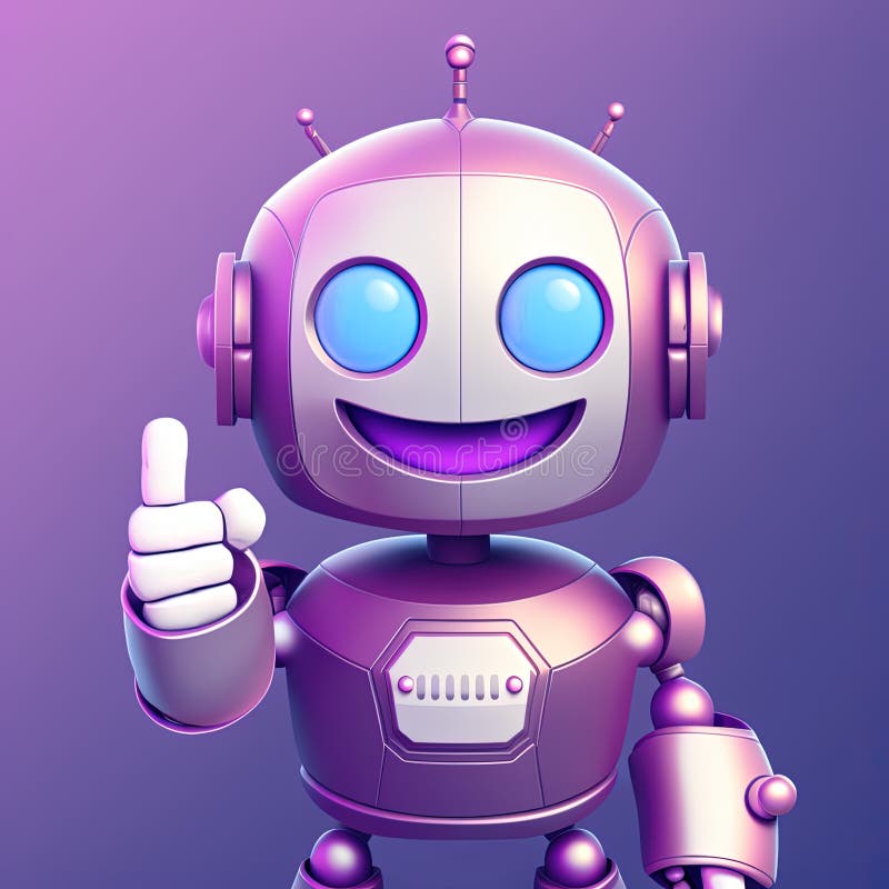 Smiling Robot Pointing a Finger at You Over Blue Background, Generative ...