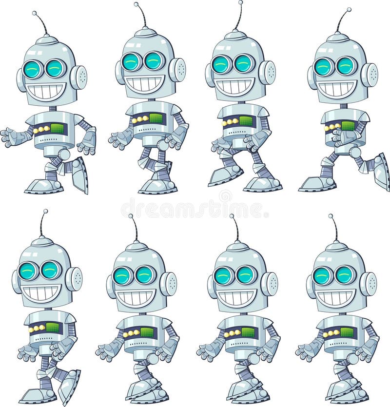 Smiling Robot walking. stock illustration. Illustration of cute - 402256851