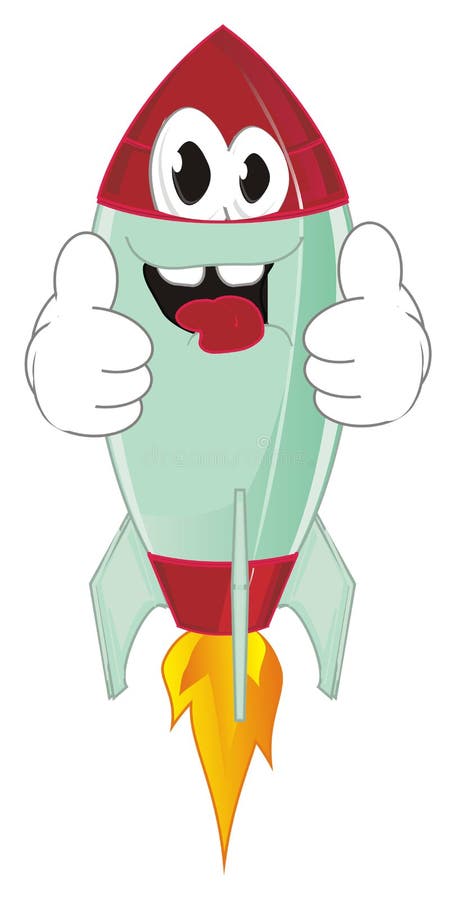 Happy rocket with gesture stock illustration. Illustration of planets ...