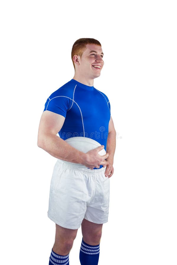 Smiling Rugby Player Holding Rugby Ball Stock Image - Image of smiling ...