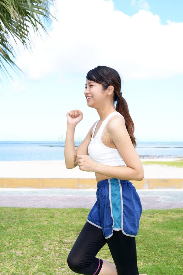 Smiling running woman stock image. Image of management - 145445623