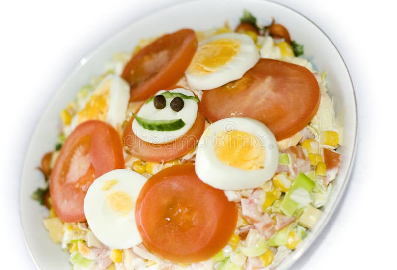 Smiling salad with ham stock photo. Image of close, diet - 4704450