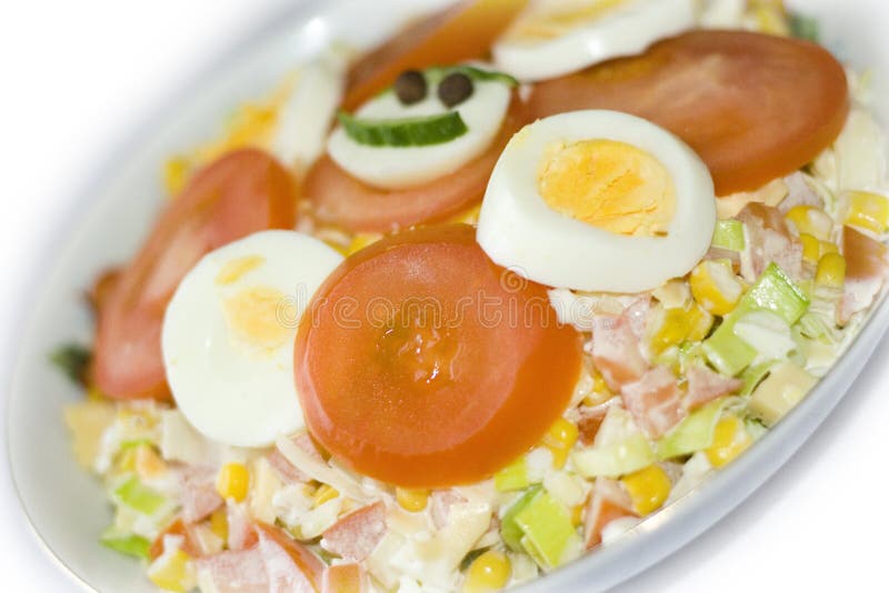 Smiling salad with ham stock photo. Image of food, fresh - 4704464