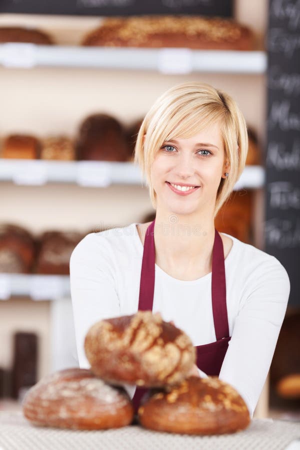 Woman in bakery stock image. Image of employee, oven - 36863813