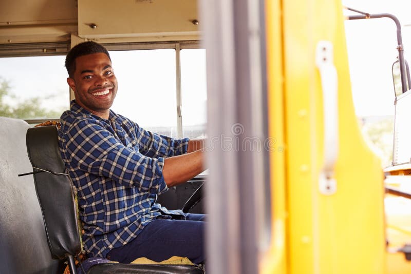 Bus Driver Sitting in His Bus Stock Image - Image of urban, mass: 21336015