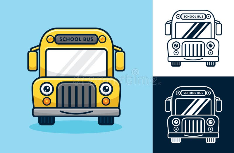 Smiling School Bus. Vector Cartoon Illustration in Flat Icon Style ...