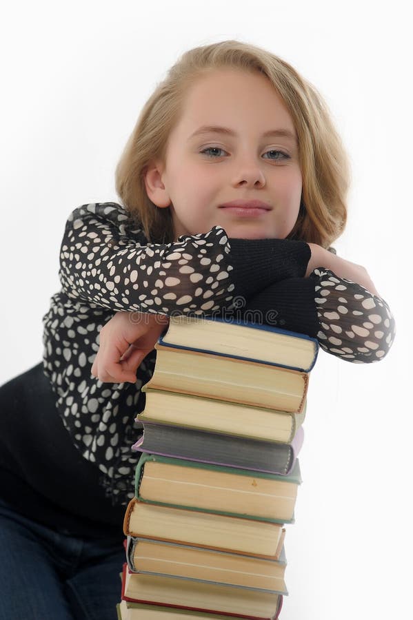 Smiling Schoolgirl with Books Stock Photo - Image of happiness, female ...