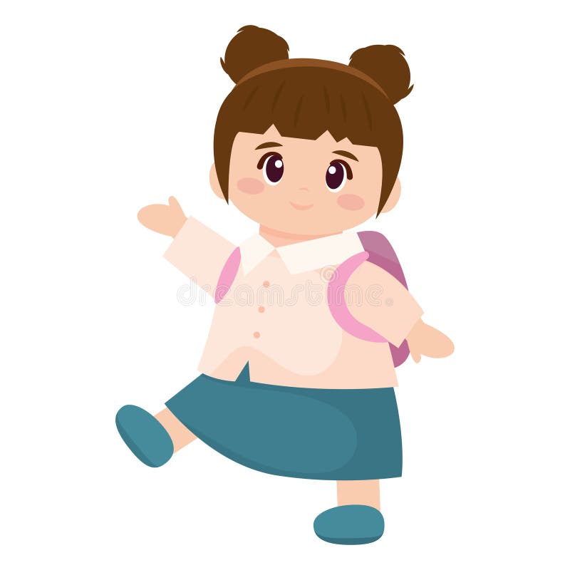 Smiling Schoolgirl Walking. Vector Stock Illustration - Illustration of ...