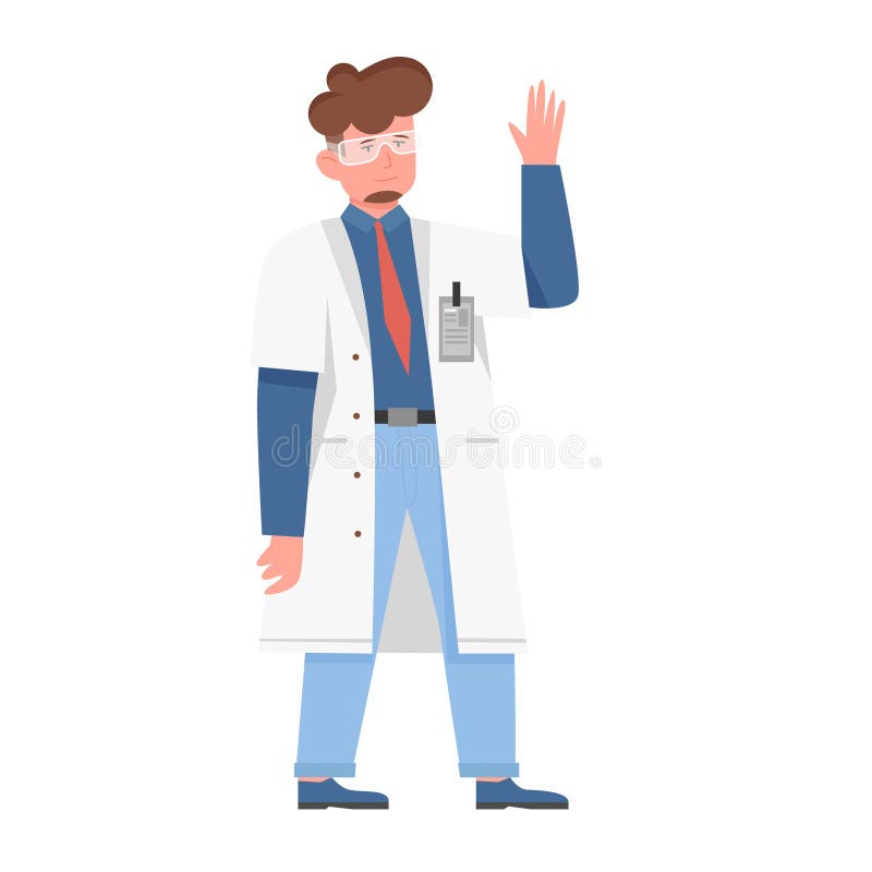 Male Scientist Poses in Side, Front and Back View Set, Chemist with Lab ...