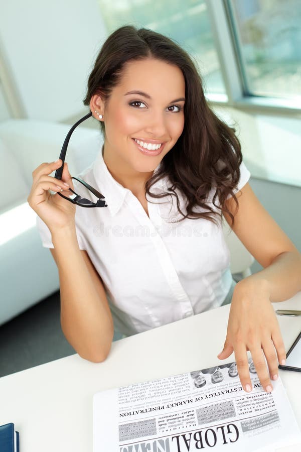Smiling secretary stock photo. Image of collar, positive - 27879552