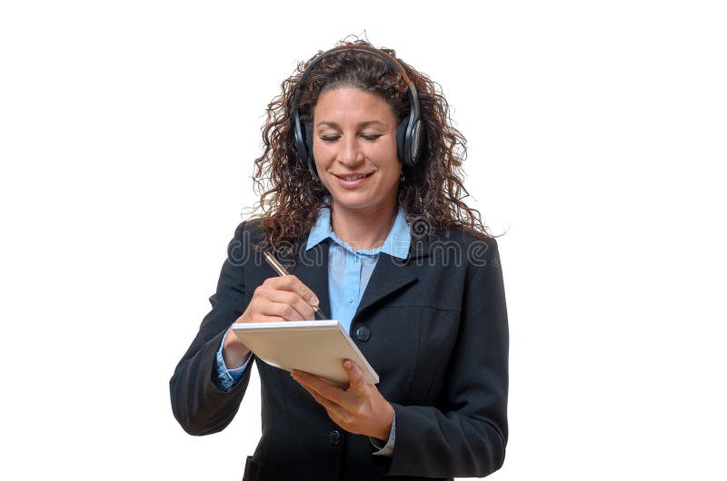 Smiling Secretary or Receptionist Taking Notes Stock Photo - Image of ...