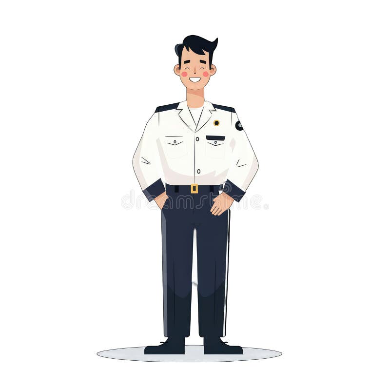 Smiling Security Guard in Uniform, Standing Tall and Ready To Serve ...