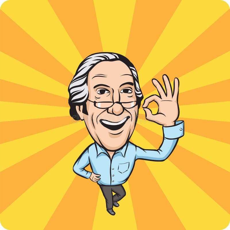 Smiling Senior Man with Ok Hand Sign Stock Vector - Illustration of ...