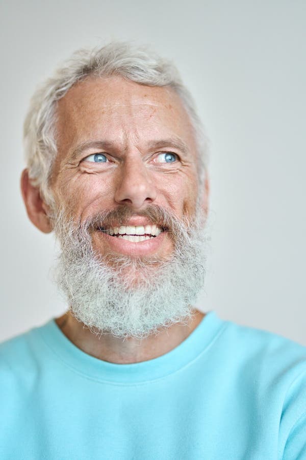 Smiling Senior Old Man Looking Away Dreaming Isolated on White ... Smiling Senior Old Man Looking Away Dreaming Isolated on White ...