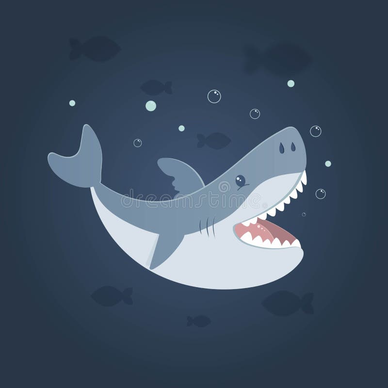 Smiling Shark with Big Mouth Full of Teeth Stock Illustration ...