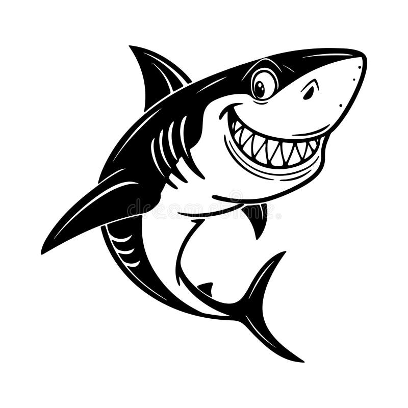 Smiling Shark Face with Friendly Silhouette Style Stock Vector ...
