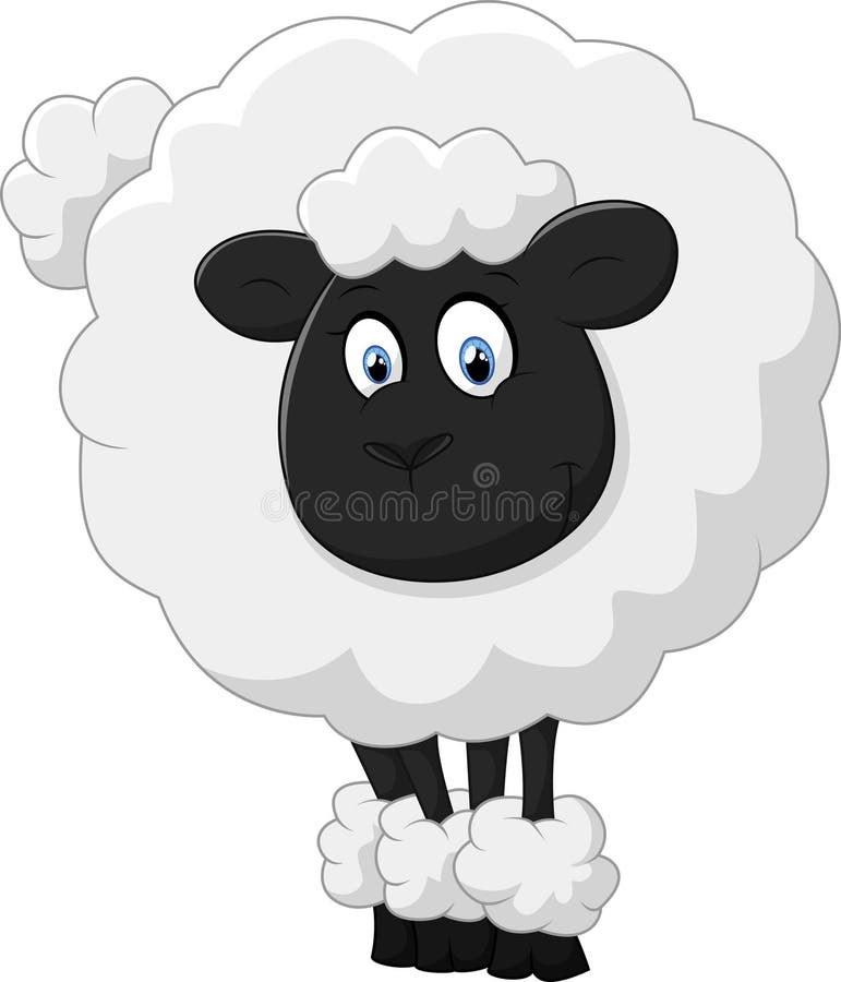 Happy Lamb Cartoon on the Field Stock Vector - Illustration of friendly ...