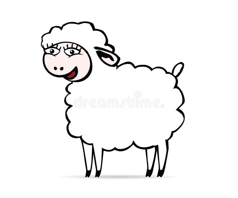 Smiling Sheep Cartoon Animal Lamb Mammal Vector. Stock Vector ...