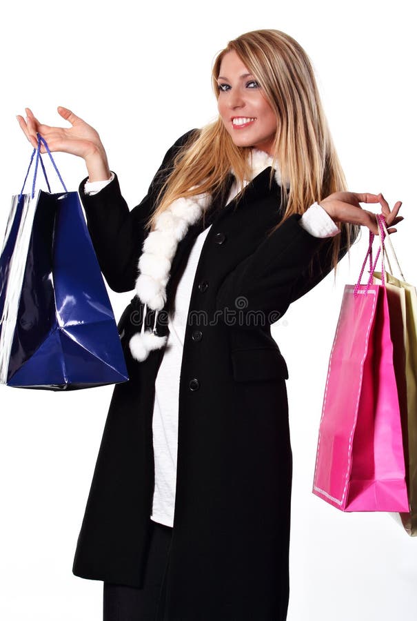 Smiling shopper stock photo. Image of woman, carrying - 27759148