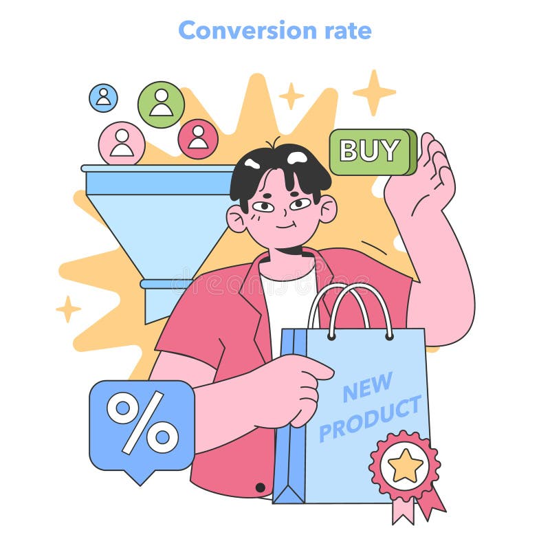 Smiling Shopper with a BUY Button and a New Product Bag, Representing ...