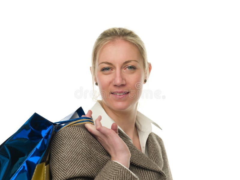 Smiling Shopping Woman Portrait Stock Photo - Image of customer ...