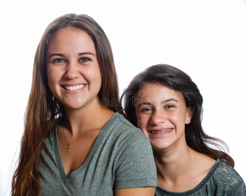 Smiling Sisters Hanging Together. Stock Image - Image of older, seated ...