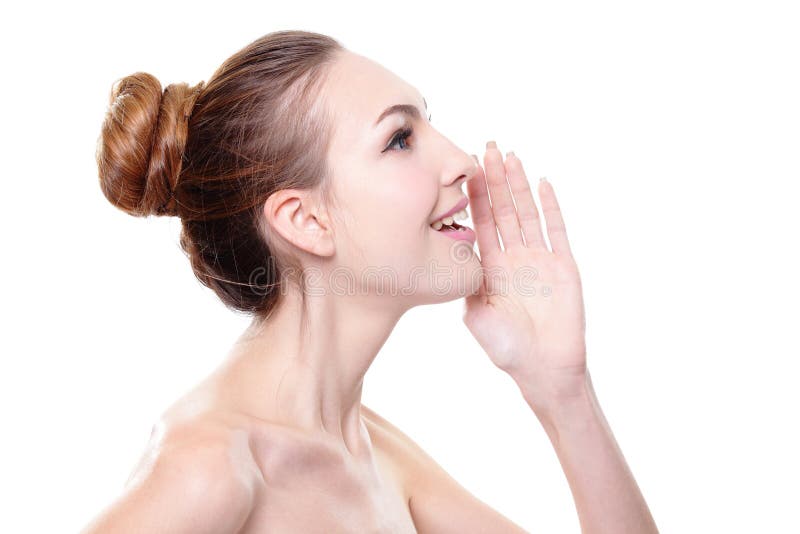Smiling Skin Care Woman Whisper Stock Image - Image of female ...