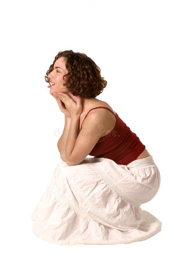 Smiling in skirt and top stock photo. Image of young, kneeling - 1177954