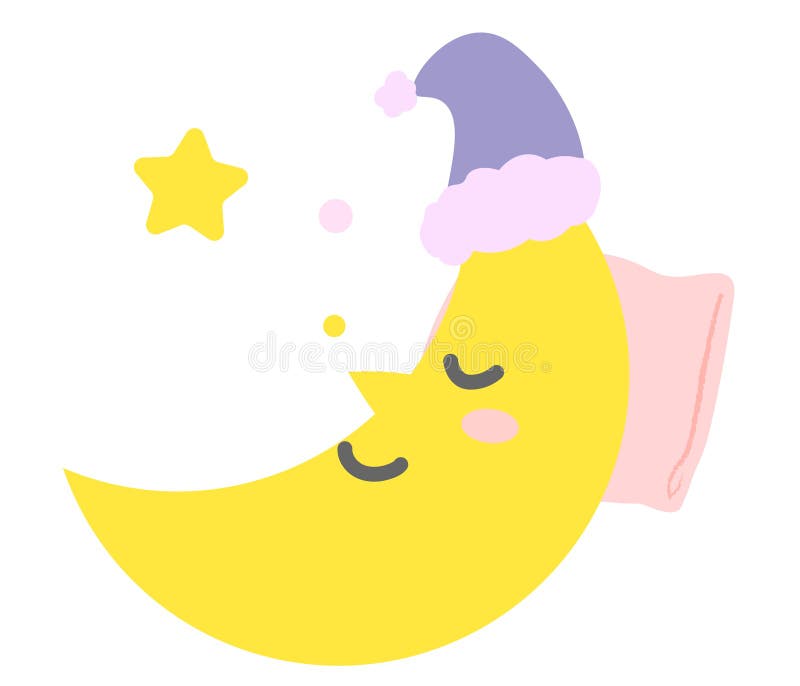 Smiling Sleeping Moon Character Illustration Stock Vector ...