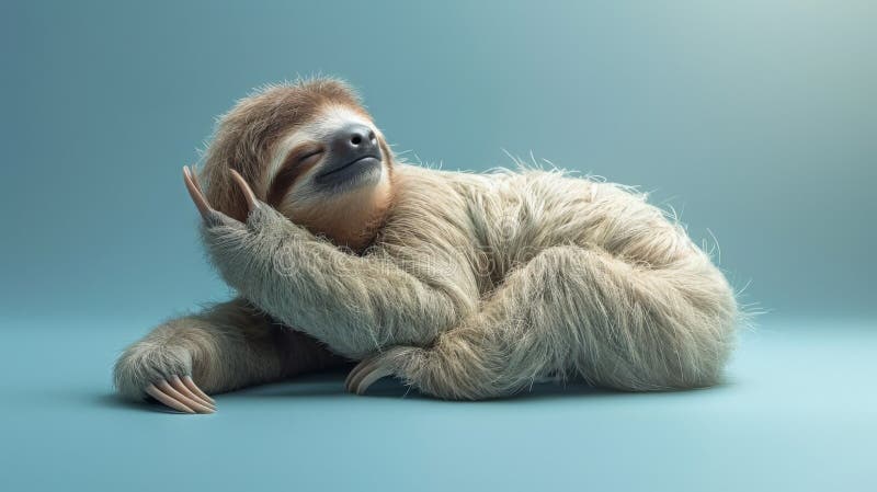 Smiling Sloth Lying Down with a Relaxed Pose Stock Photo - Image of ...