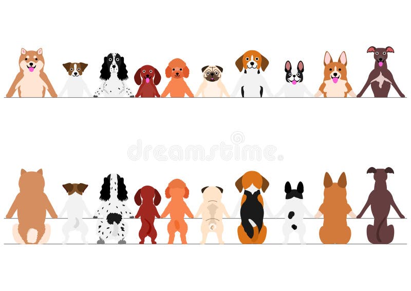 Standing Small Dogs Front and Back Border Set Stock Vector ...