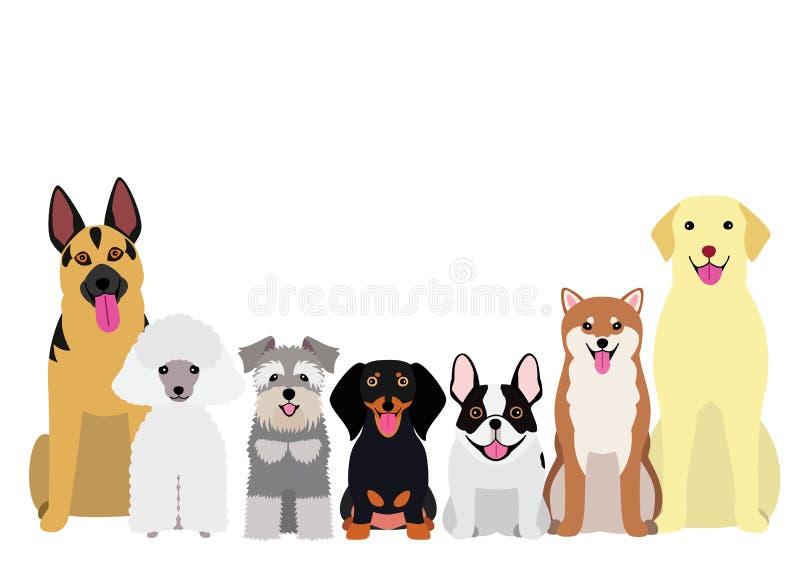 Smiling dogs group stock vector. Illustration of line - 99188053