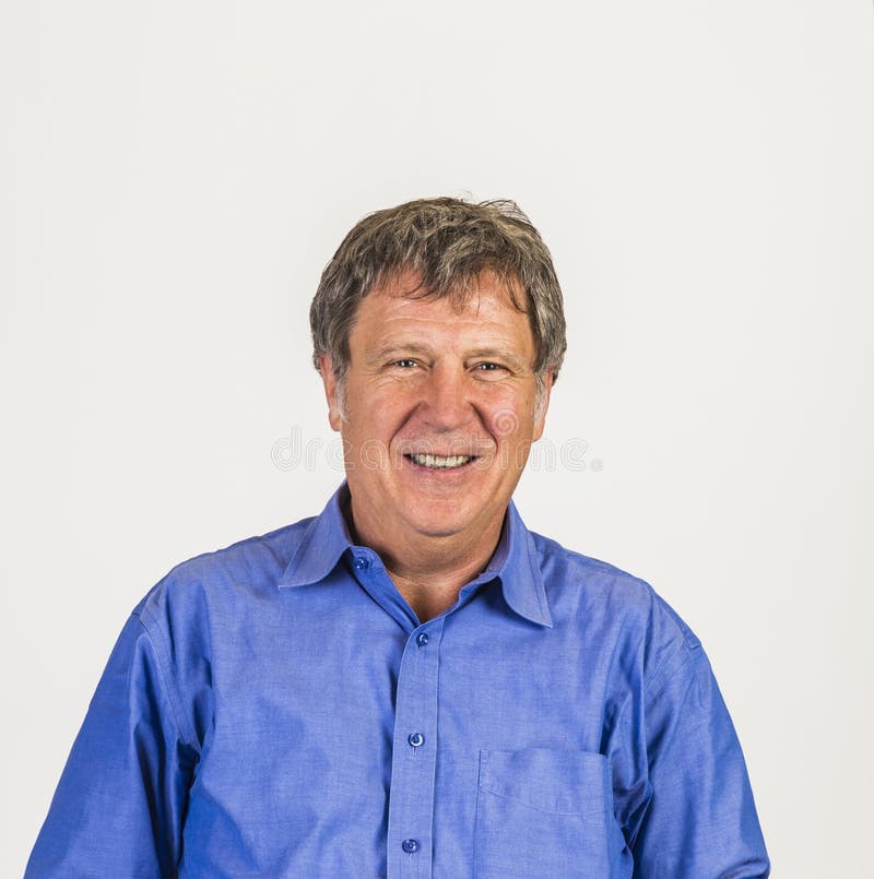 Smart Mature Man Smiling. Portrait of Smart Mature Man Smiling at You ...