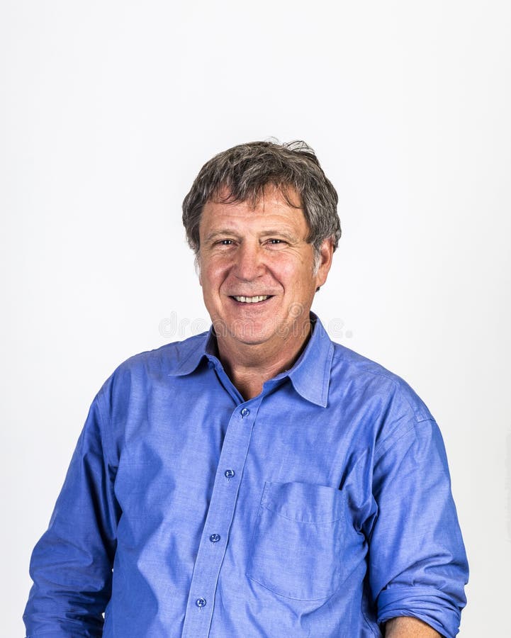 Smart Mature Man Smiling. Portrait of Smart Mature Man Smiling at You ...