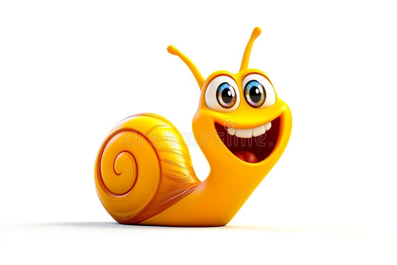Smiling Snail 3D Cartoon Render Stock Illustration - Illustration of ...