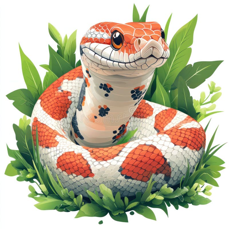 Smiling Snake in Lush Forest, Illustration Stock Illustration ...