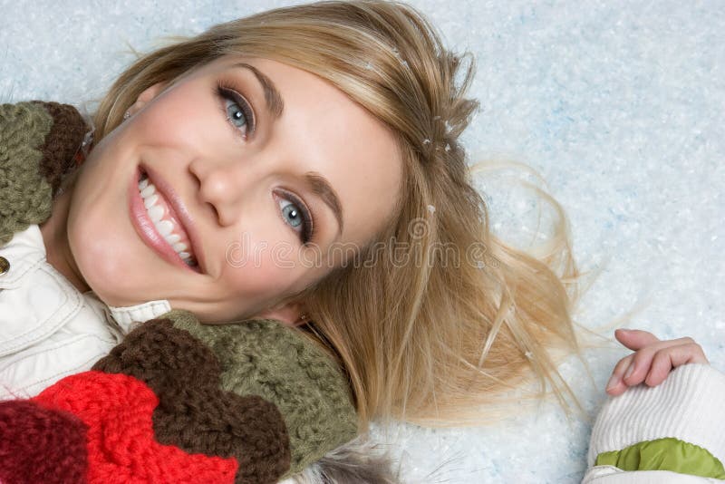 Smiling Snow Girl stock photo. Image of snow, eyes, flakes - 8222730
