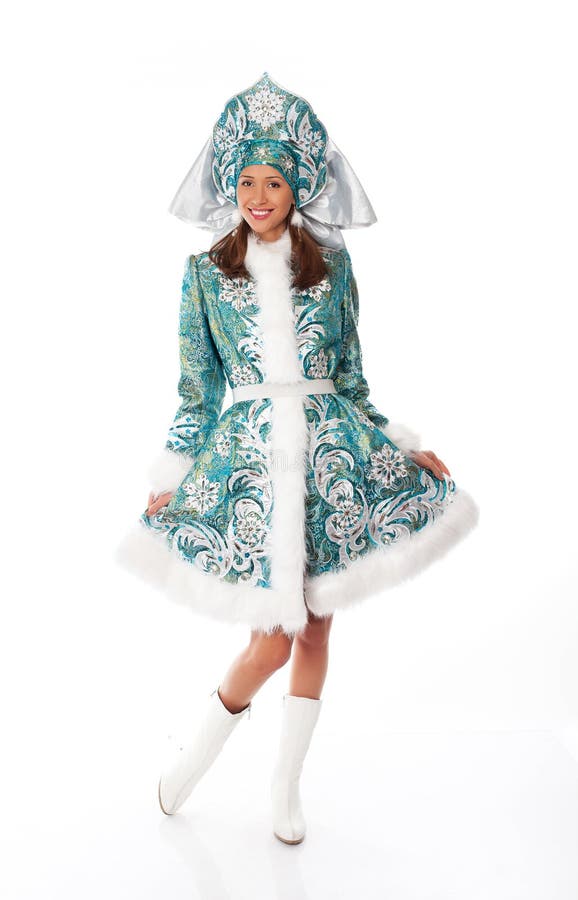 Smiling snow maiden stock image. Image of costume, gift - 22453509