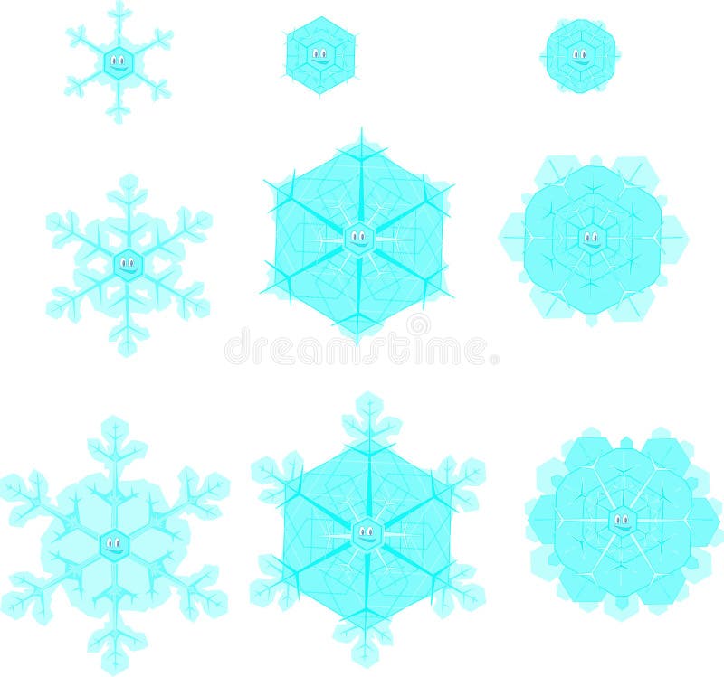 Smiling Snowflakes Evolution Stock Vector - Illustration of snow ...