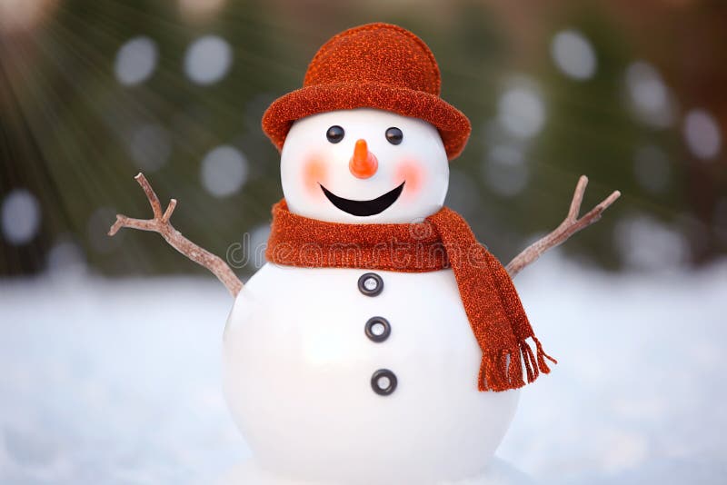 Smiling Snowman with Bokeh and Snow Stock Illustration - Illustration ...
